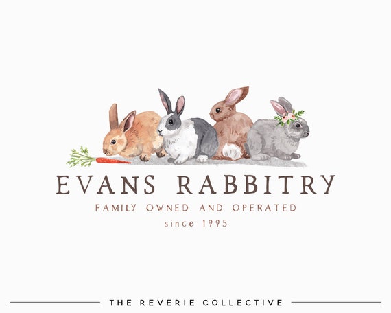 Bunny Logo Rabbit Logo Farm Logo Watercolor Logo Rustic | Etsy