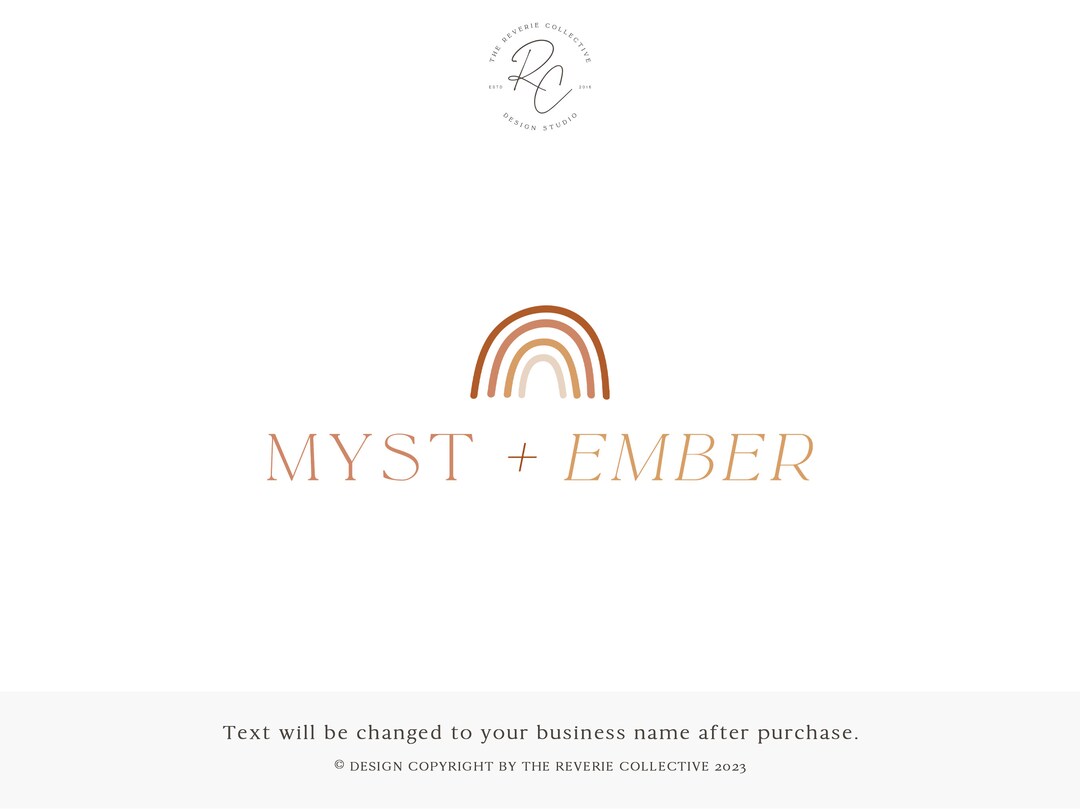 Boho Rainbow Logo: Minimalist Premade Logo Design - Etsy