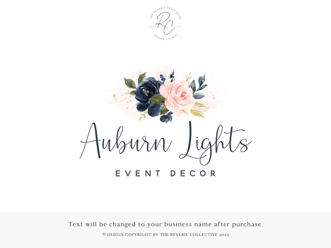 Bouquet Logo, Floral Logo, Watercolor Logo, Event Logo, Wedding Logo ...