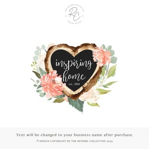 Wood Slice Logo, Heart Logo, Farmhouse Logo, Rustic Logo, Nature Logo ...