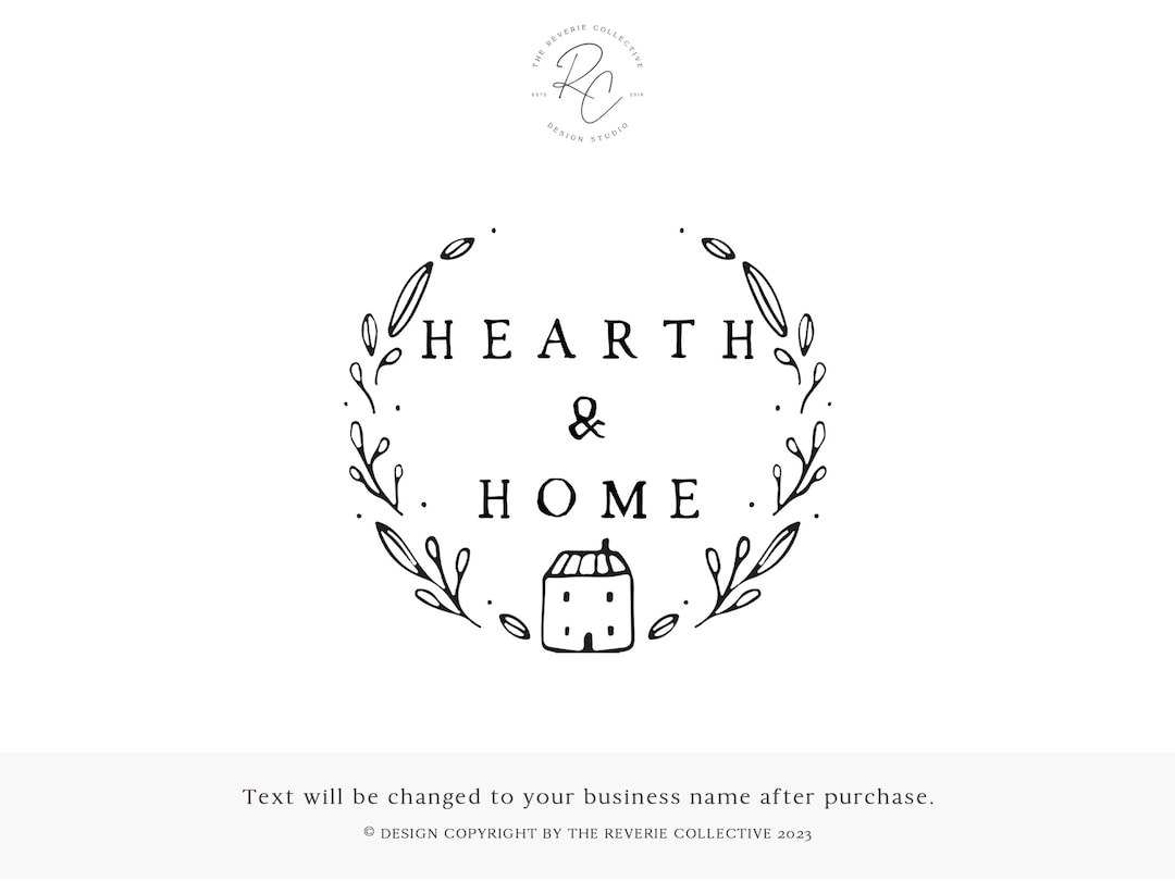 Rustic Floral Logo, Hand Drawn Logo, Black & White Logo, Vintage Logo ...