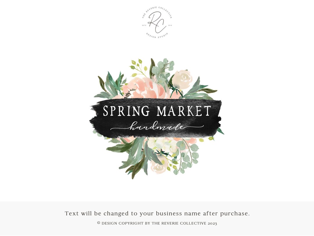 Watercolor Floral Logo, Rustic Logo, Wreath Logo, Photography Logo ...