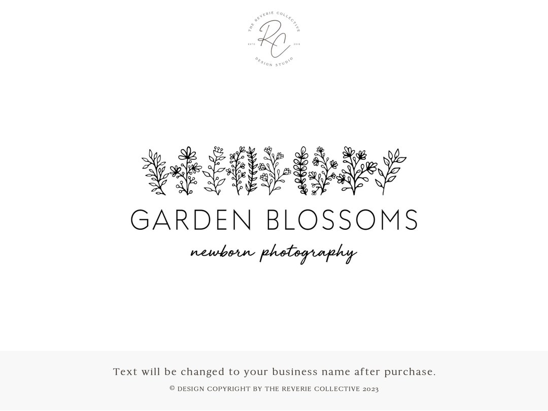 Wildflower Logo, Garden Logo, Farmhouse Logo, Photography Logo, Wild ...