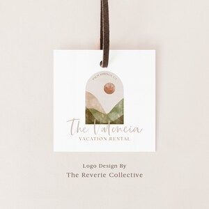 Boho Mountain Logo, Bohemian Arch Logo, Desert Sun Logo, Rental Home ...