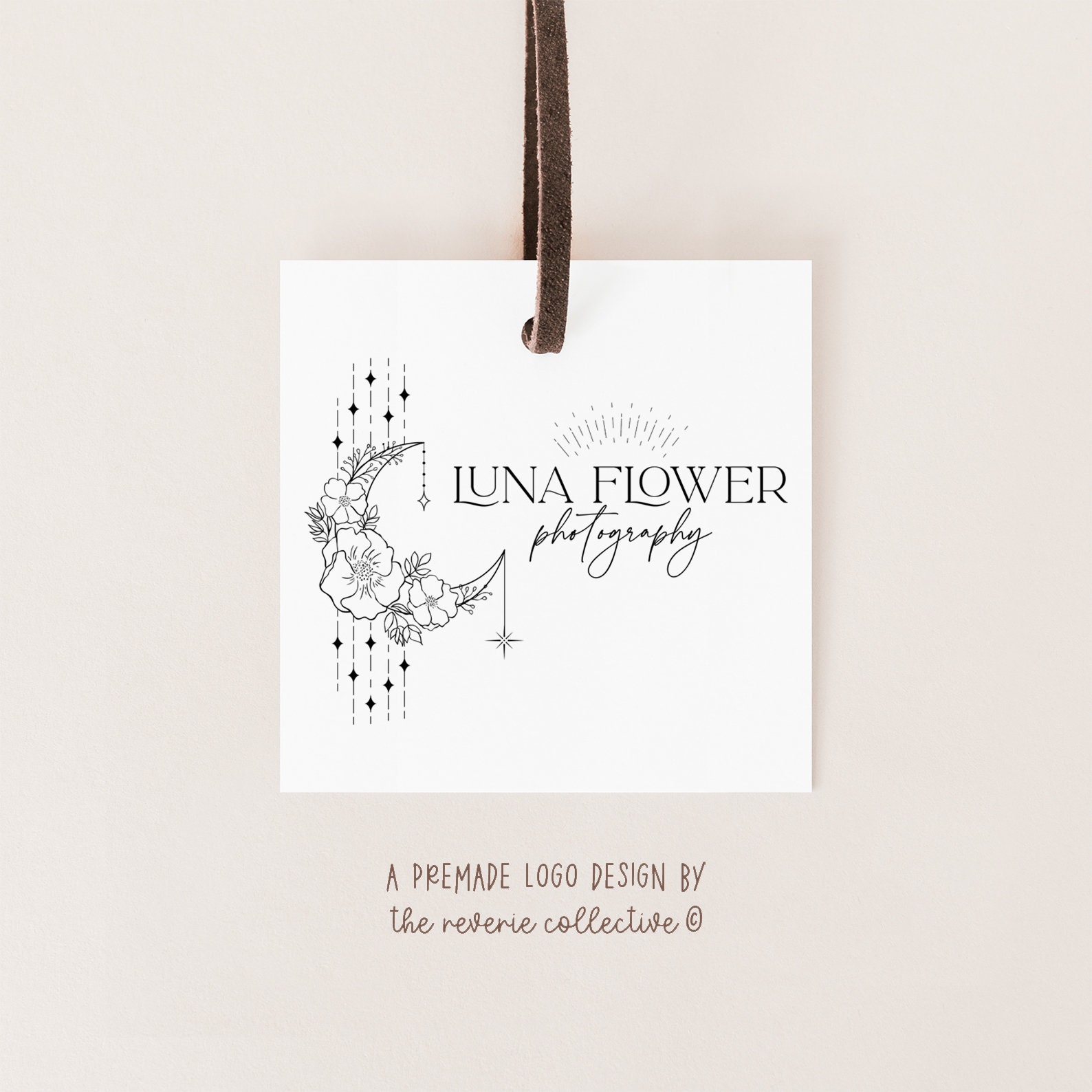 Boho Logo Crescent Moon Logo Gypsy Logo Line Art Logo | Etsy