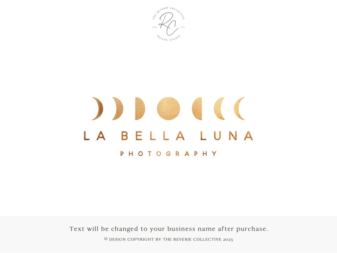 Gold Foil Moon Phases Logo: Premade Bohemian Design - Etsy