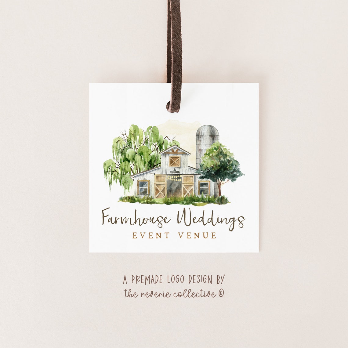 White Barn Logo Old Farmhouse Logo Weeping Willow Logo - Etsy