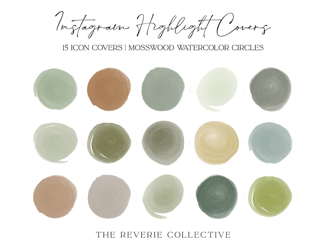 15 Mosswood Green Watercolor Circle Instagram Covers, Instagram Story ...