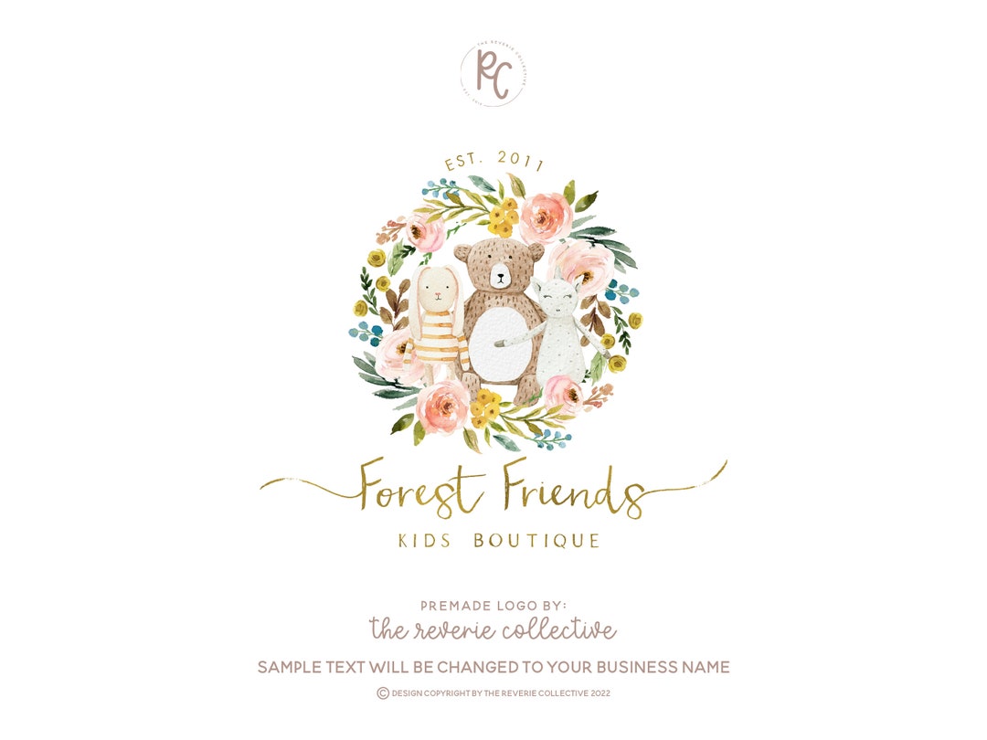 Forest Animals Logo Childrens Logo Kids Logo Boutique Logo - Etsy