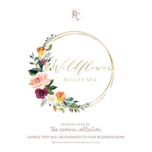 Wreath Logo Round Logo Rose Logo Circle Logo Watercolor - Etsy