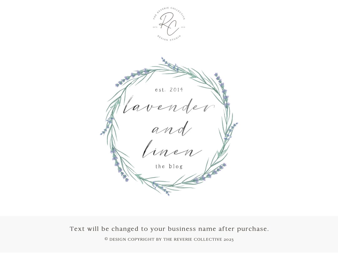 Wreath Logo, Rustic Logo, Lavender Logo, Photography Logo, Nature Logo ...