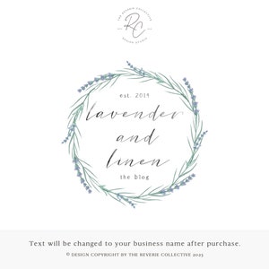 Wreath Logo, Rustic Logo, Lavender Logo, Photography Logo, Nature Logo ...