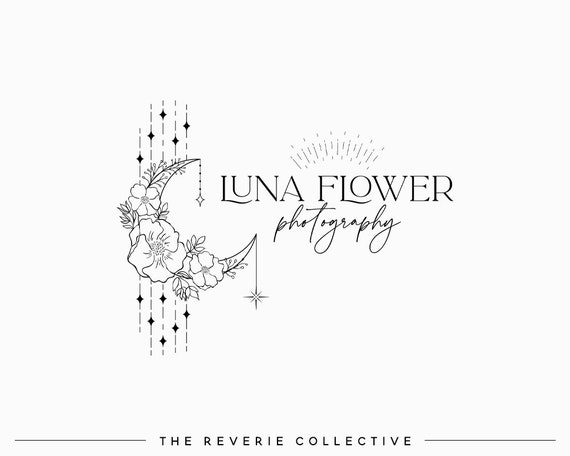 Boho Logo Crescent Moon Logo Gypsy Logo Line Art Logo | Etsy