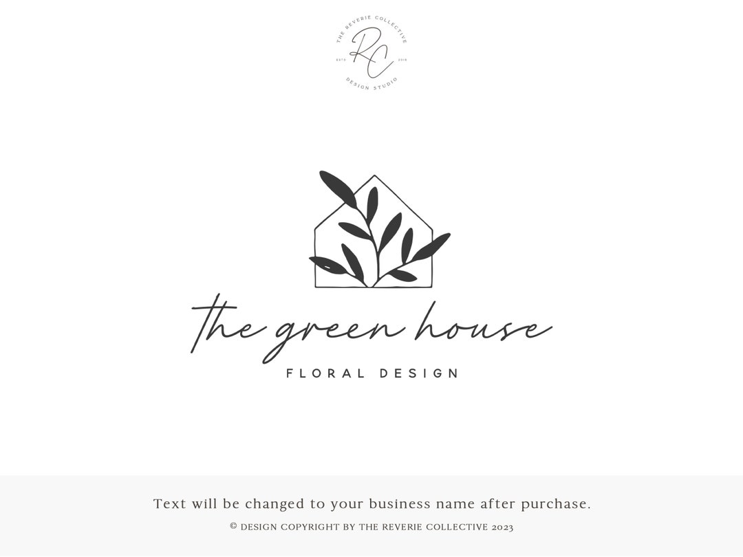 House Logo, Botanical Logo, Floral Logo, Line Art Logo, Bohemian Logo ...