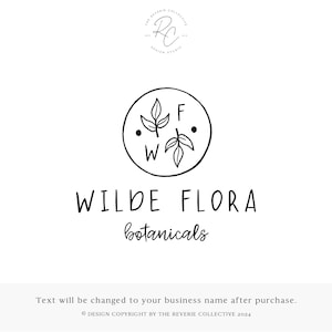 Botanical Badge Logo, Hand Drawn Leaf Logo, Doodle Crest Logo, Nature ...