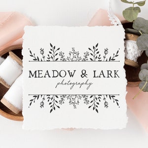 Rustic Floral Logo, Hand Drawn Logo, Black & White Logo, Photography ...