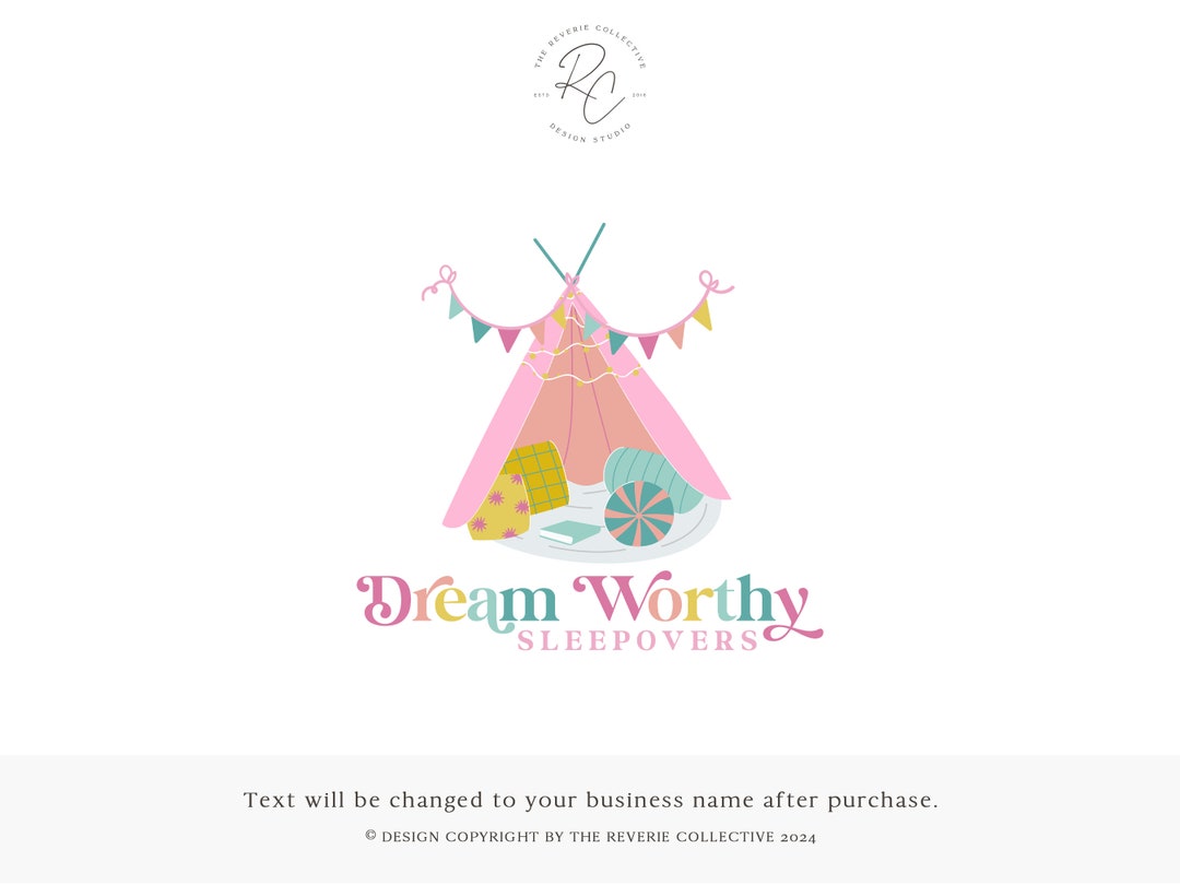 Playful Sleepover Tent Logo: Premade Children's Branding - Etsy