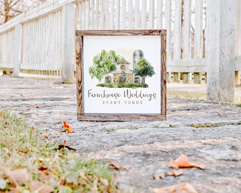 White Barn Logo Old Farmhouse Logo Weeping Willow Logo - Etsy