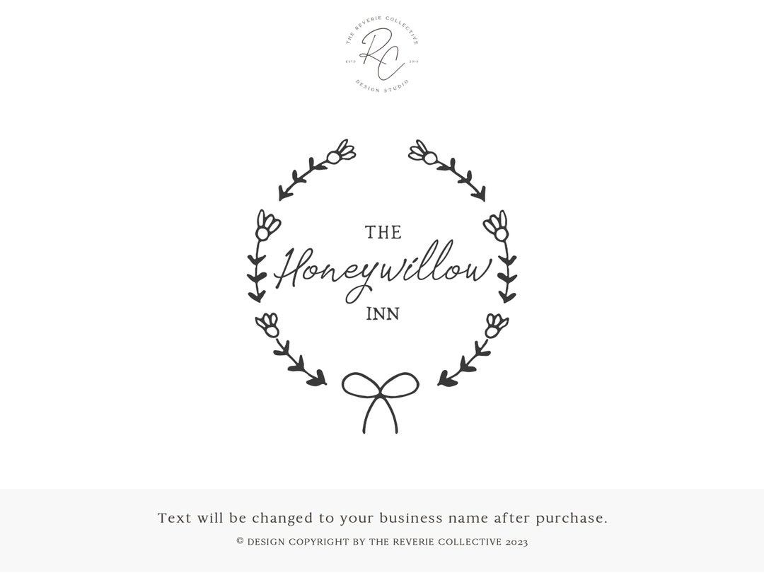 Rustic Floral Logo, Hand Drawn Logo, Black White Logo, Photography Logo ...