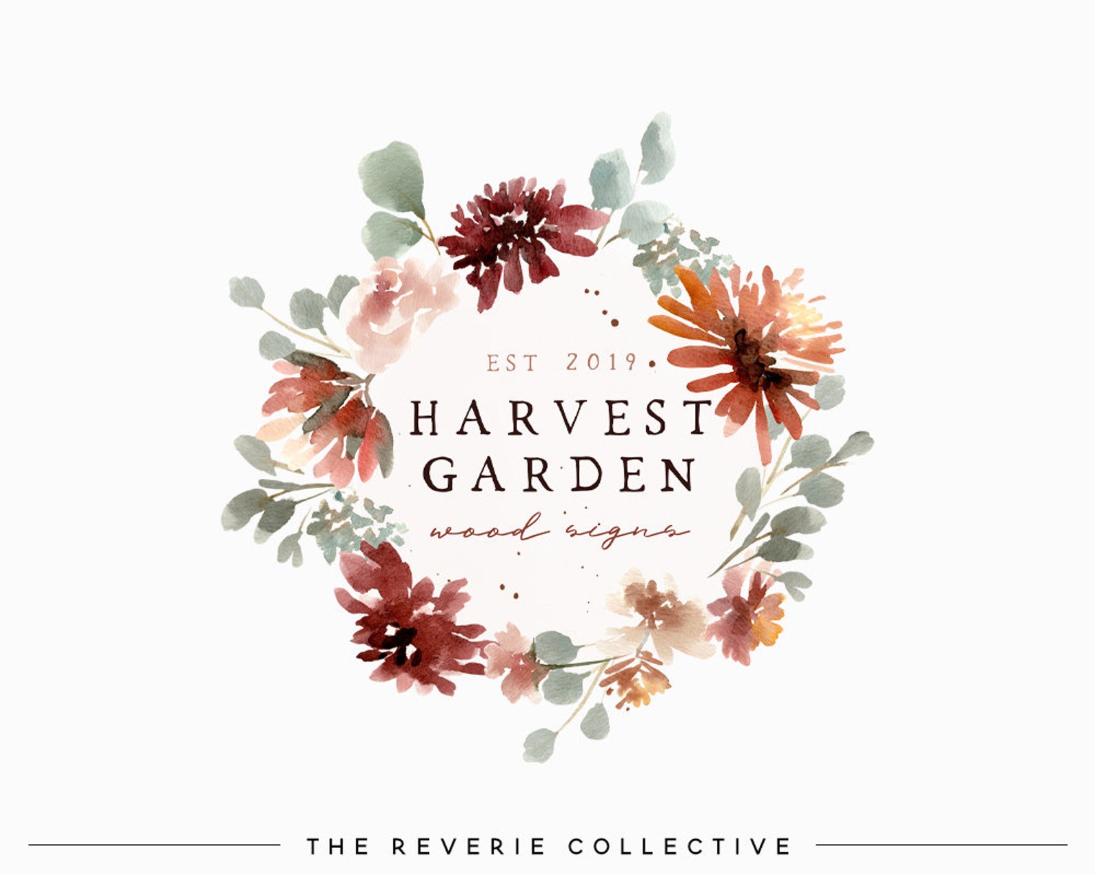 Autumn Logo Floral Logo Fall Logo Watercolor Logo Harvest | Etsy