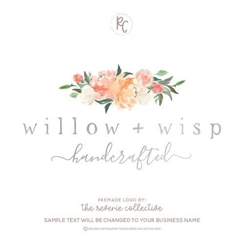 Watercolor Floral Logo Rustic Logo Wildflower Logo - Etsy