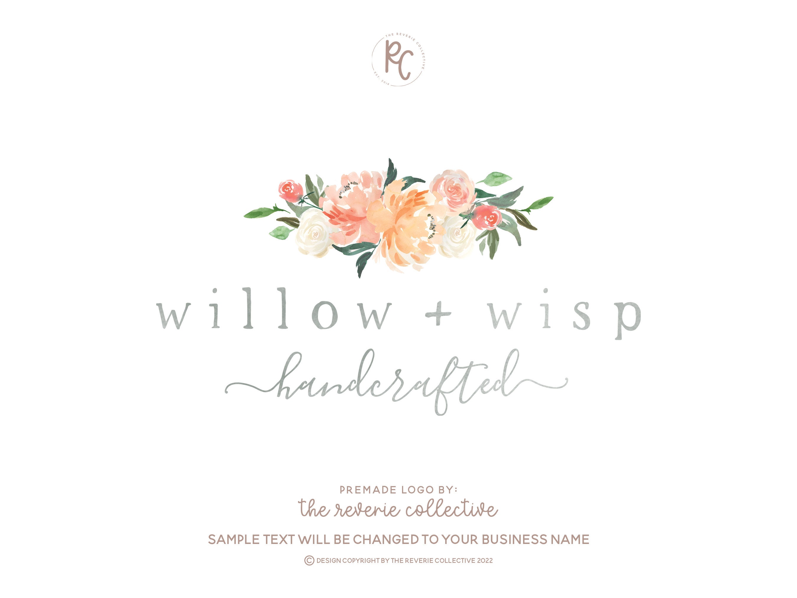 Watercolor Floral Logo Rustic Logo Wildflower Logo - Etsy
