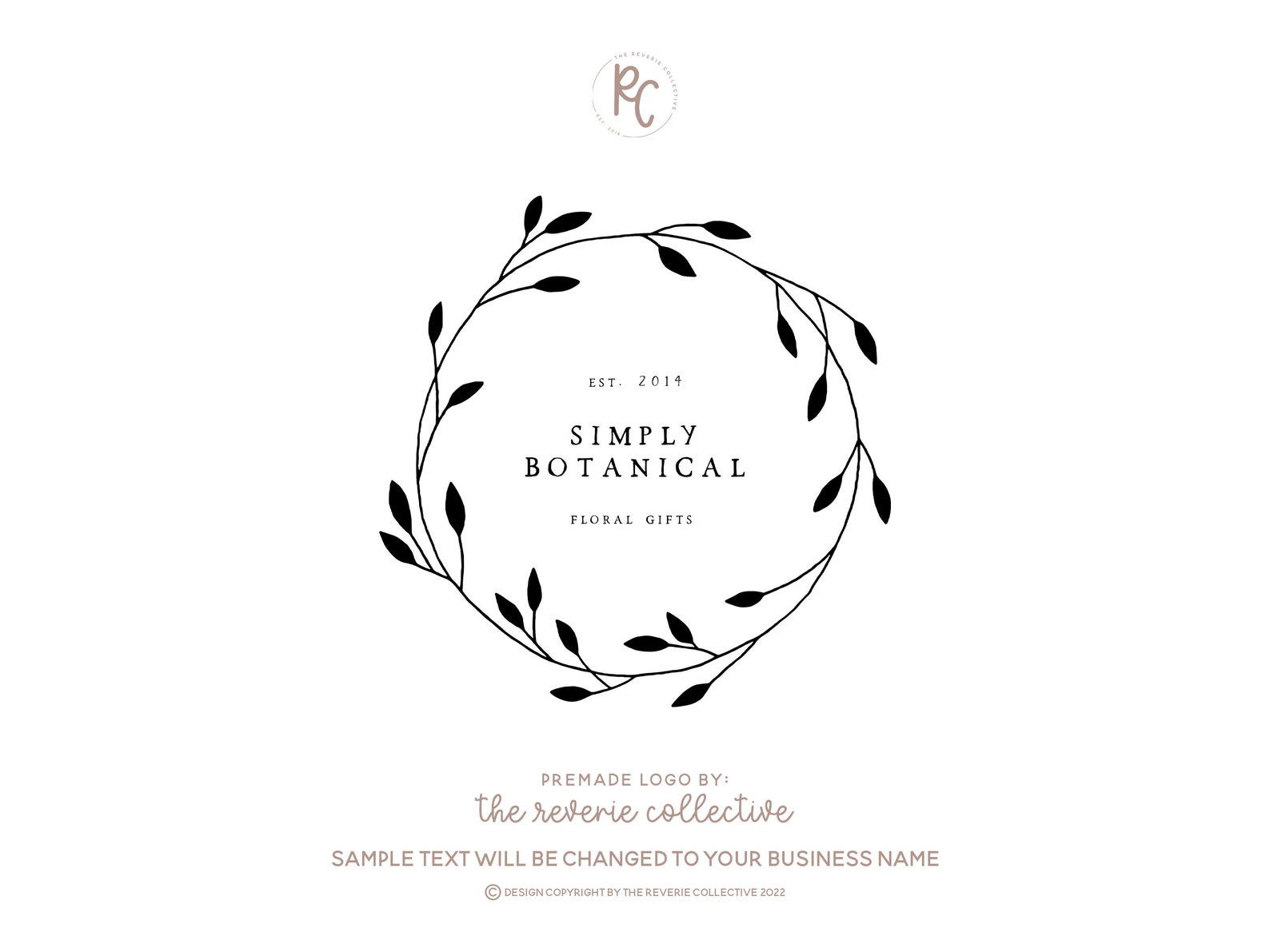 Rustic Logo Hand Drawn Logo Round Logo Wreath Logo - Etsy