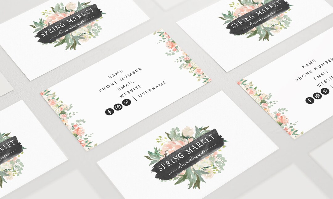 Floral Wreath Business Card Design: Farmhouse Rustic (digital Files) - Etsy