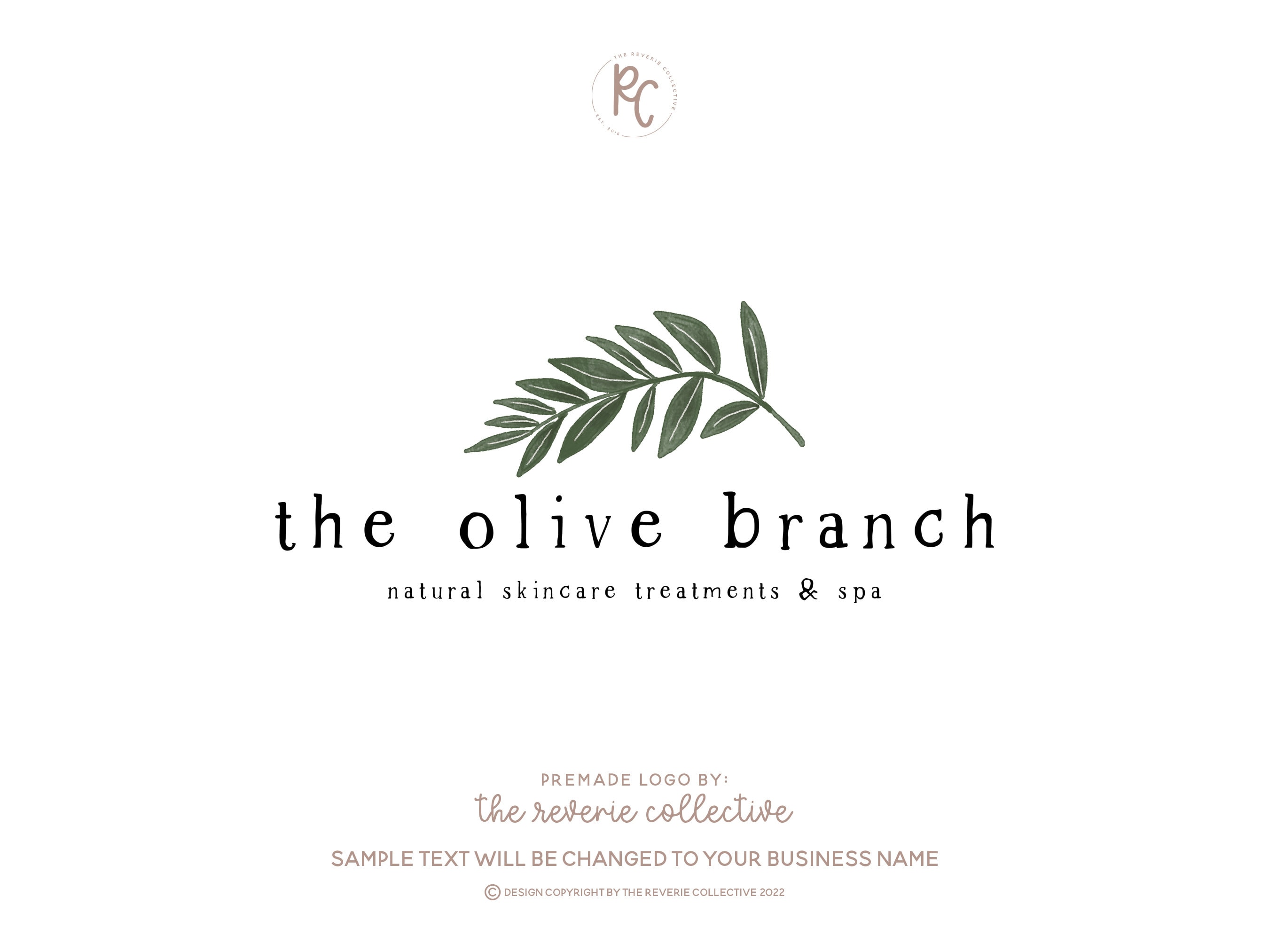 Olive Branch Logo Hand Drawn Logo Green Logo Photographer - Etsy