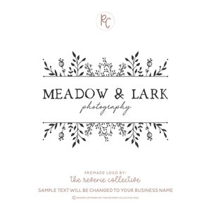 Rustic Floral Logo Hand Drawn Logo Black & White Logo | Etsy