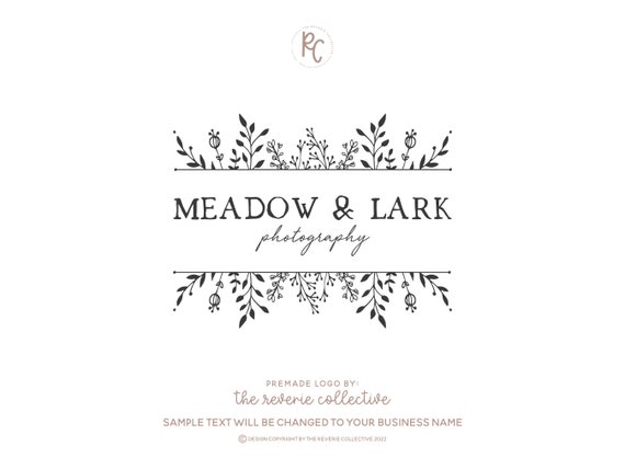 Rustic Floral Logo Hand Drawn Logo Black & White Logo | Etsy