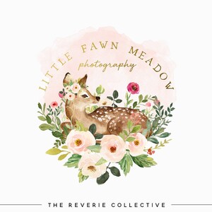 Deer Logo Fawn Logo Pastel Watercolor Logo Rustic Logo | Etsy