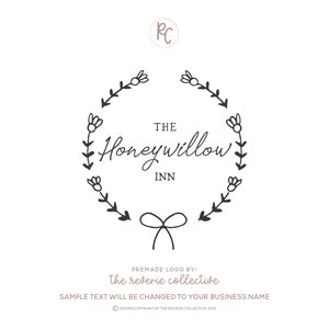 Rustic Floral Logo Hand Drawn Logo Black White Logo - Etsy