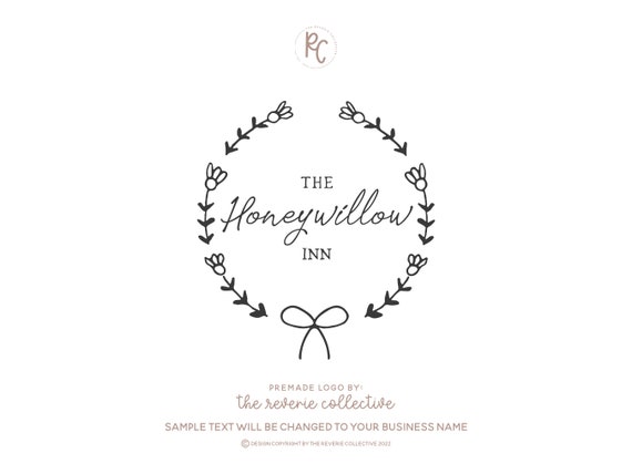 Rustic Floral Logo Hand Drawn Logo Black White Logo - Etsy