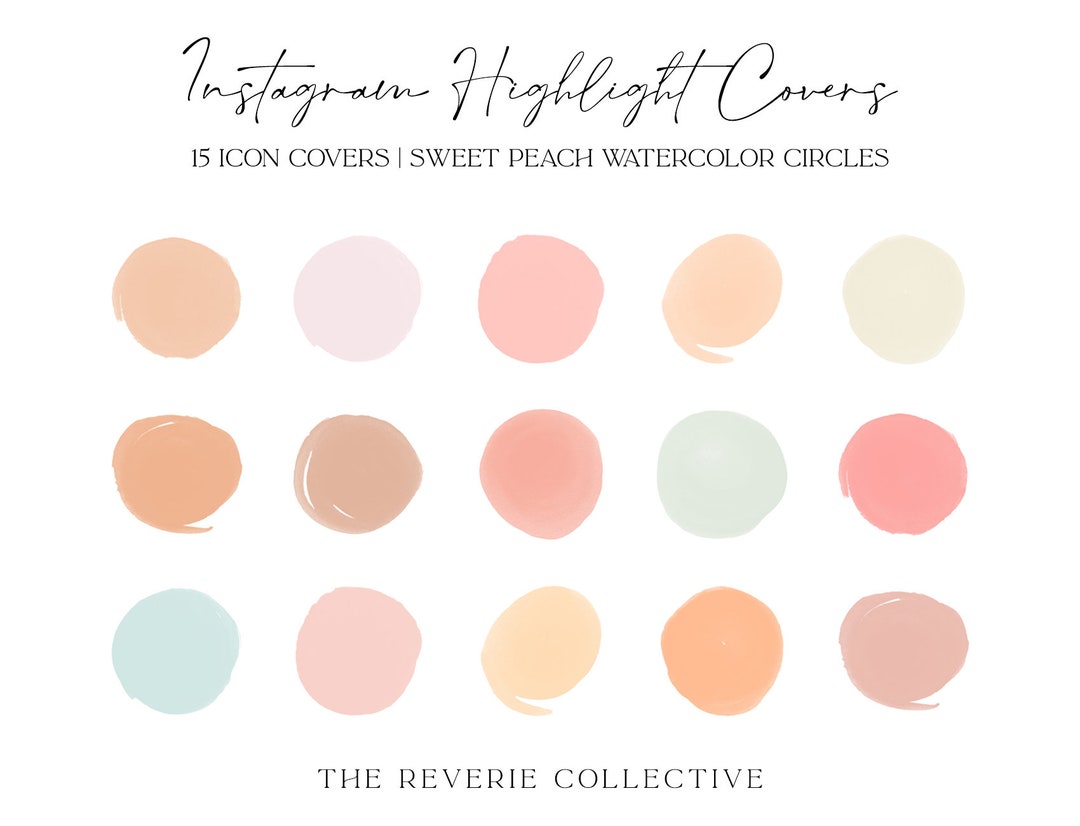 16 Sweet Peach Watercolor Circle Instagram Covers, Instagram Story ...
