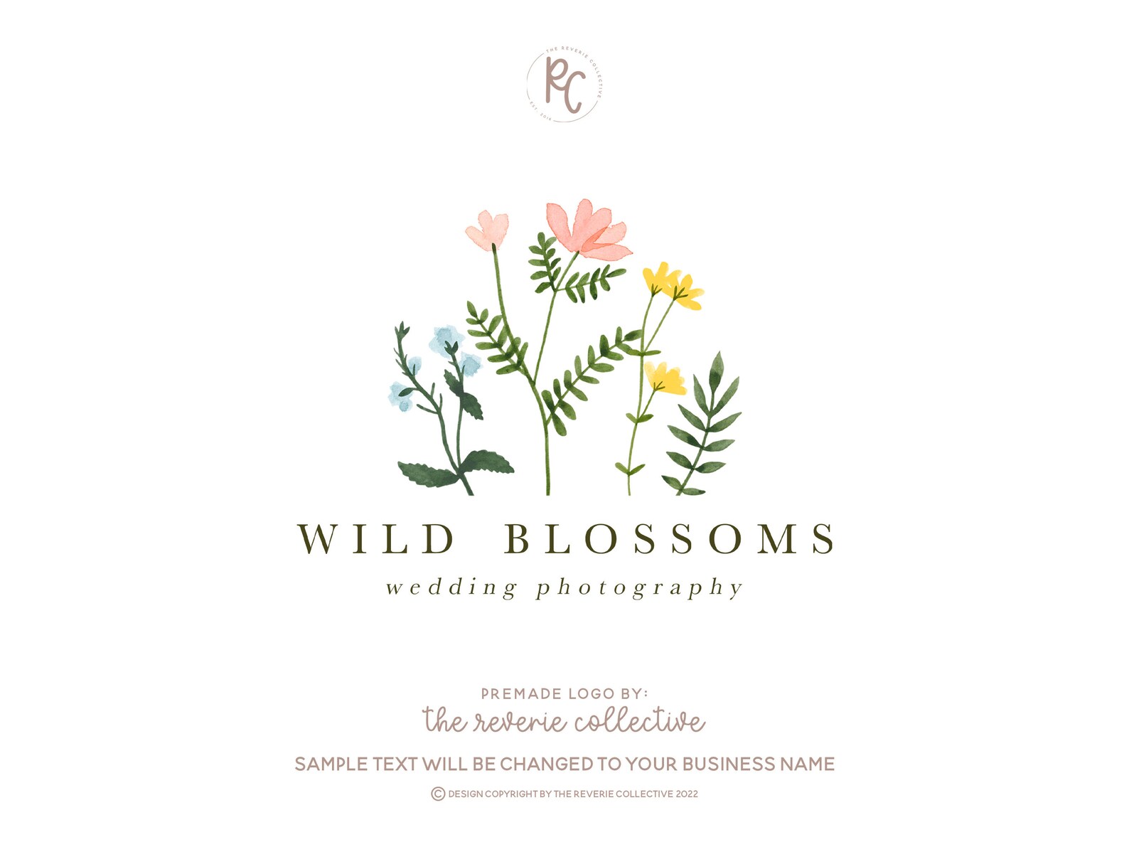 Wildflower Logo Botanical Logo Wedding Logo Photography - Etsy