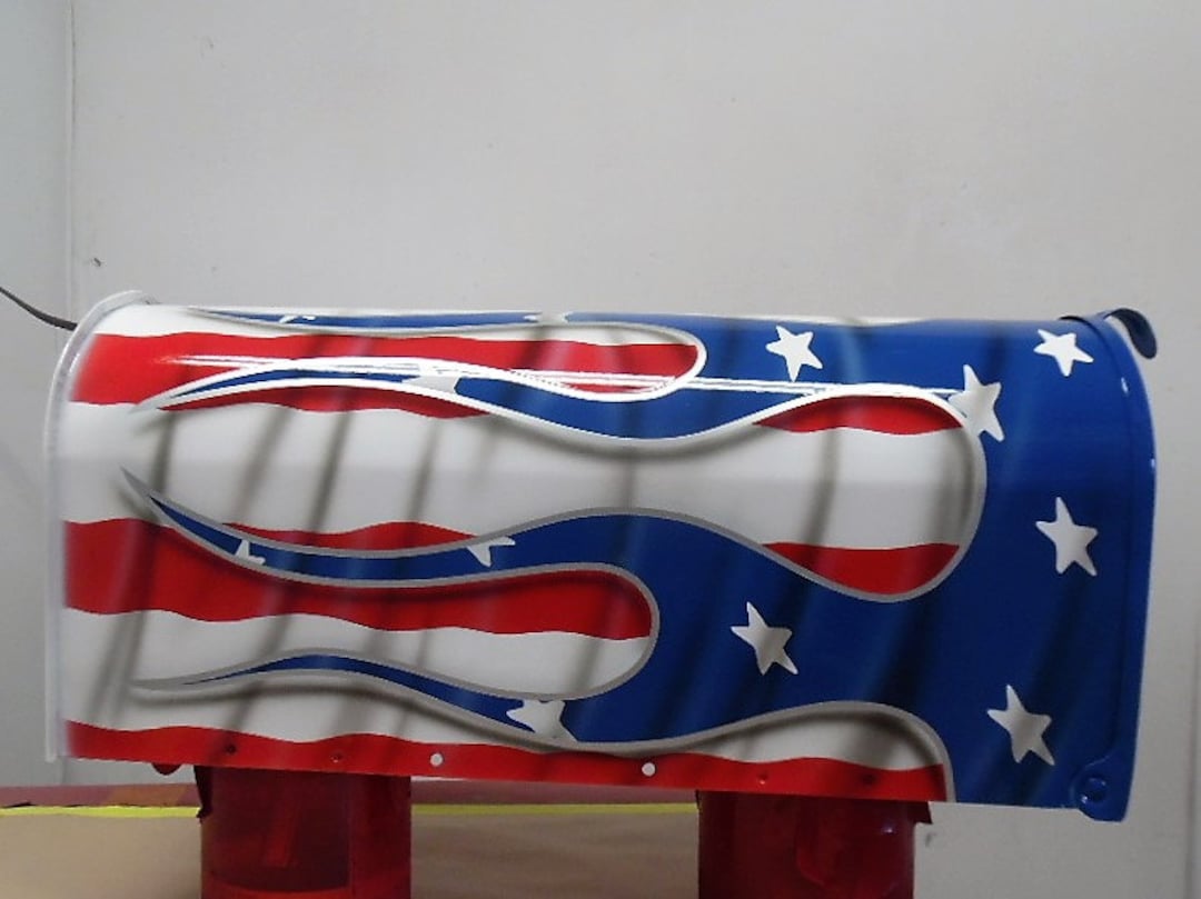 American Flag Mailbox, Custom Mailbox, Flag Mailbox, Flamed Mailbox - Etsy