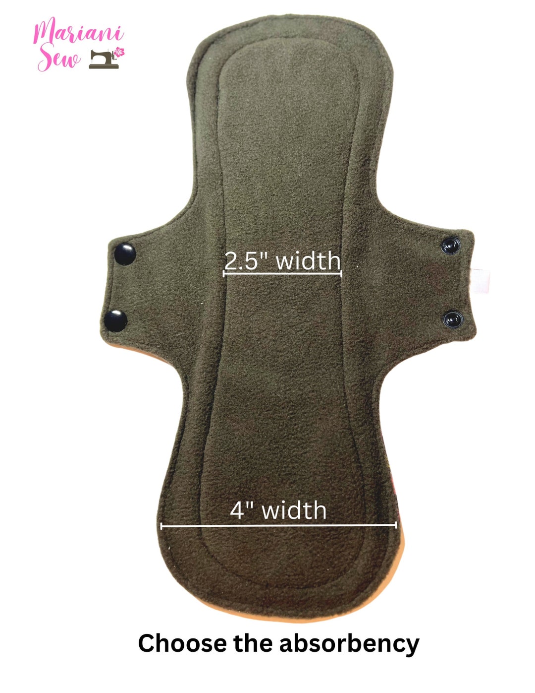 12" Long Reusable Sanitary Pad for Regular or Heavy Period Menstrual ...