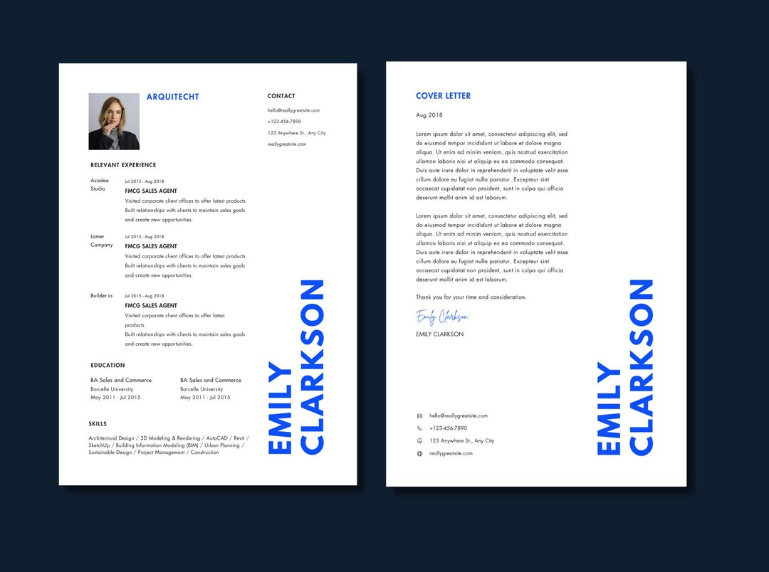 CV Resume Template, Instant Download, Printable, DIY CV Resume, Canva Template - the Blue One ...