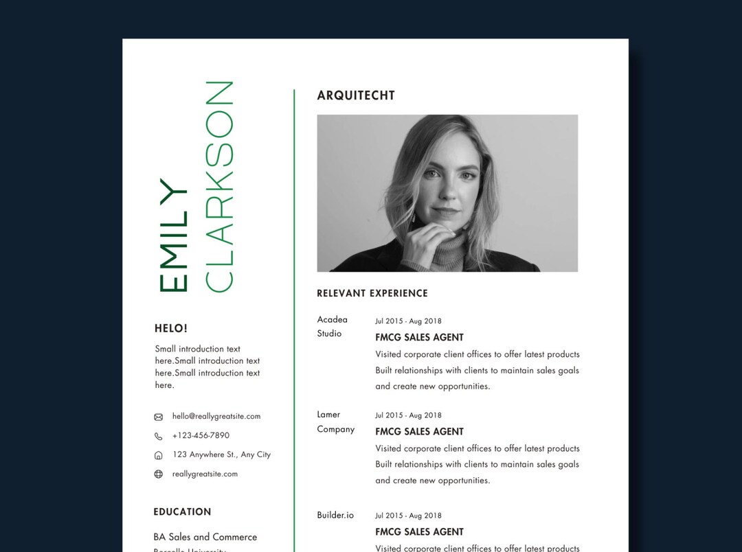 CV Resume Template, Instant Download, Printable, DIY CV Resume, Canva Template - Jade Model - Etsy
