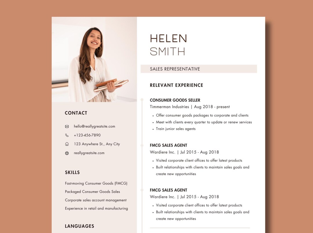 CV Resume Template, Instant Download, Printable, DIY CV Resume, Canva Template - Minimal Rosé ...