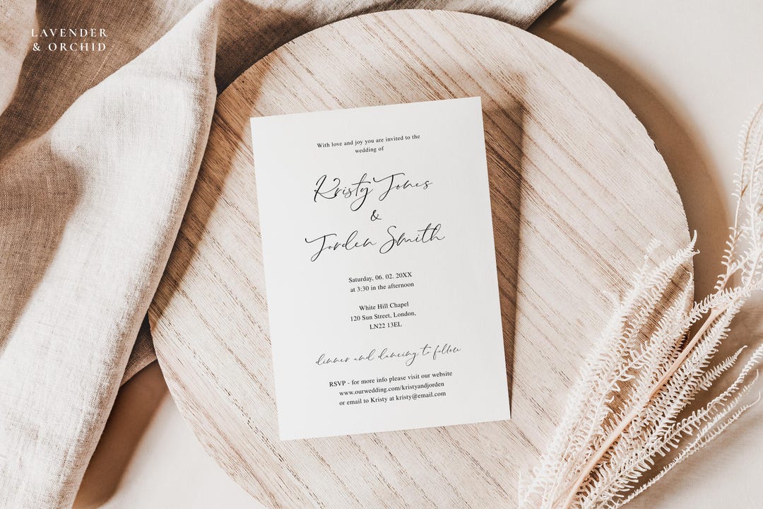ZARA Minimalist Wedding Invitation, Printable Modern Wedding Invitation ...