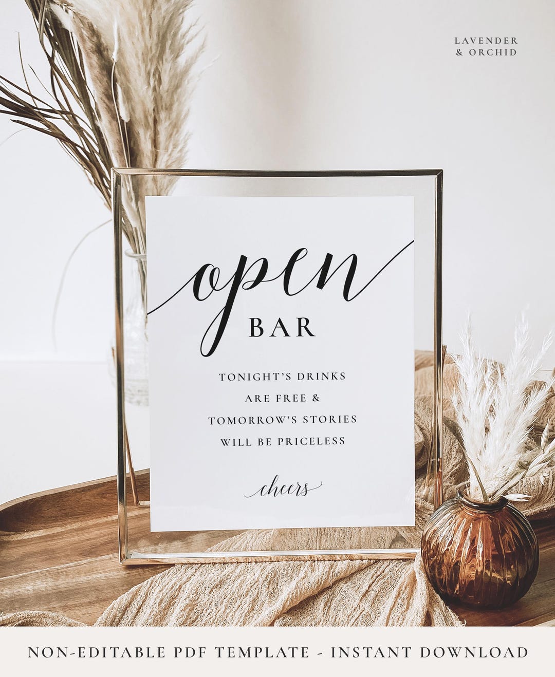 TALIA Open Bar Sign, Wedding Bar Signs, Printable Wedding Signs ...