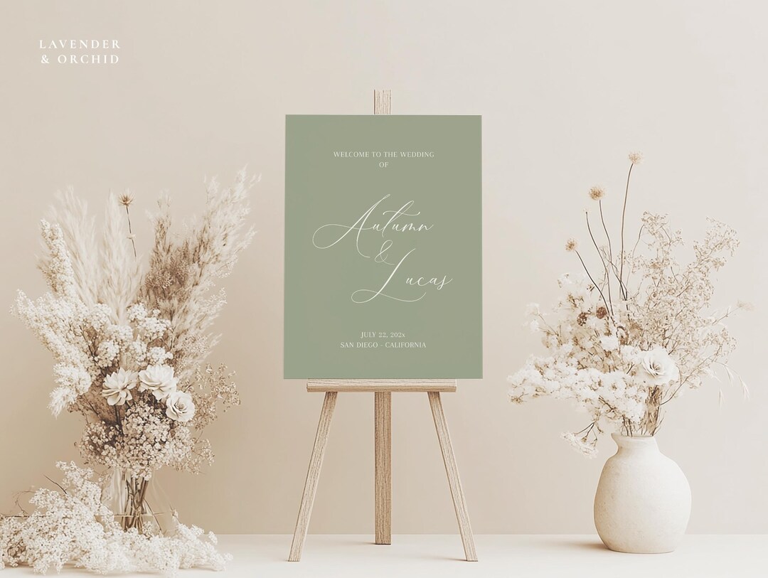 SAYGE Sage Green Welcome Wedding Sign, Printable Welcome Sign Template ...