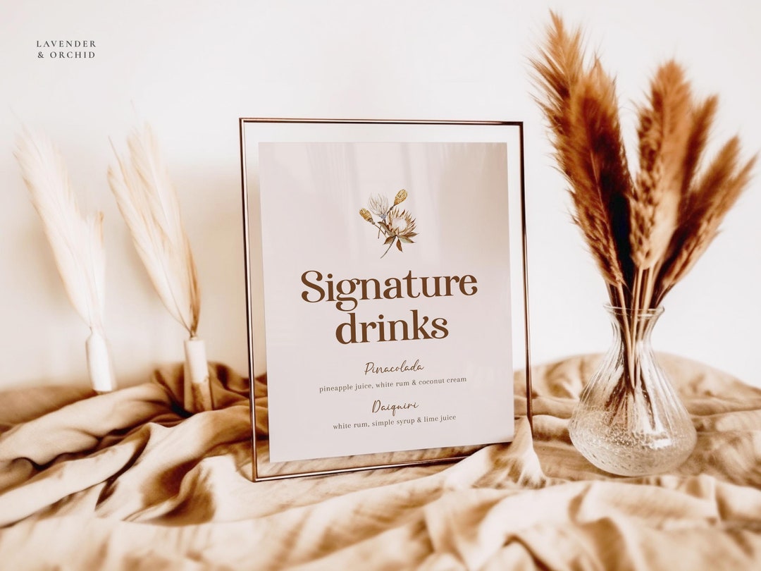 CARA Printable Boho Signature Drinks Sign, Desert Wedding Bar Sign ...