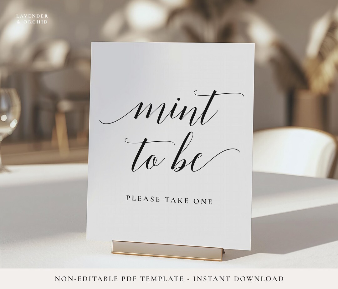 TALIA Printable Mint to Be Sign, Wedding Mint Favors Sign, Favor Sign ...