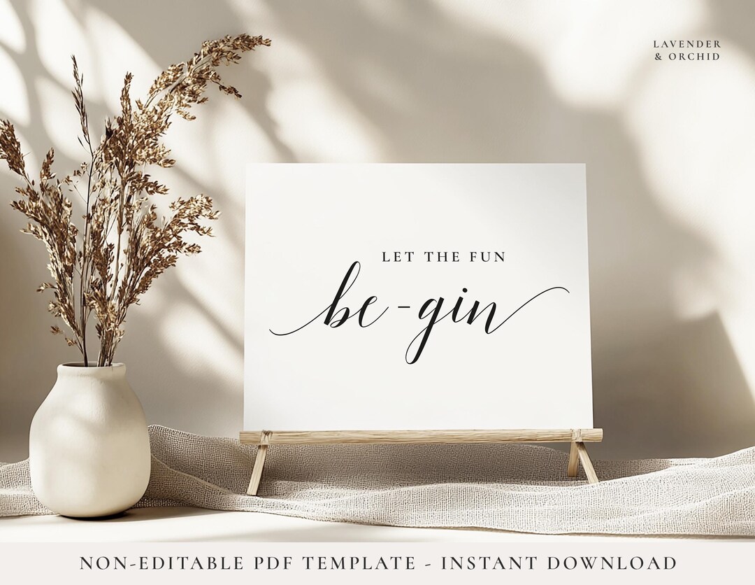 TALIA Printable Gin Sign Template, Wedding Gin Sign, Printable Let Fun ...