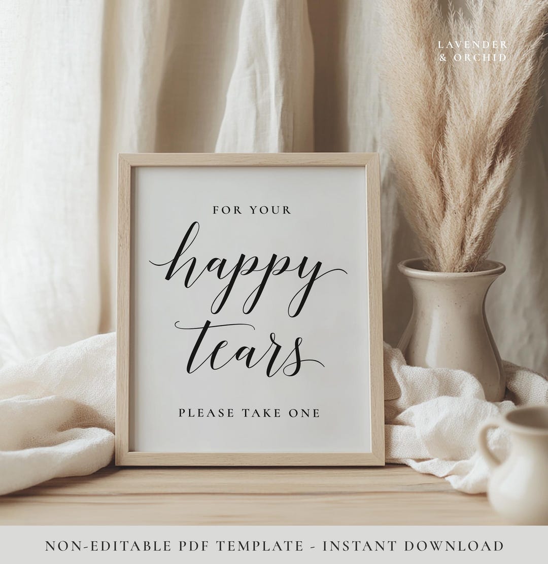 TALIA Printable Wedding Tissue Sign, for Your Happy Tears Sign Wedding ...