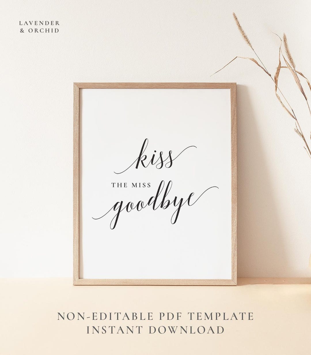 TALIA Kiss the Miss Goodbye Sign, Bridal Shower Sign, Printable Kiss ...