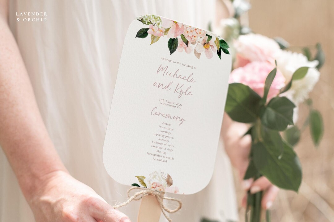 DIANE Printable Wedding Program Fan, Floral Wedding Program, Garden Wedding, Edit Online Instant ...